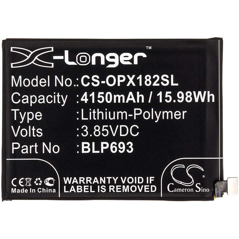 Battery for OPPO RMX1821 BLP693 3.85V Li-Polymer 4150mAh / 15.98Wh ...
