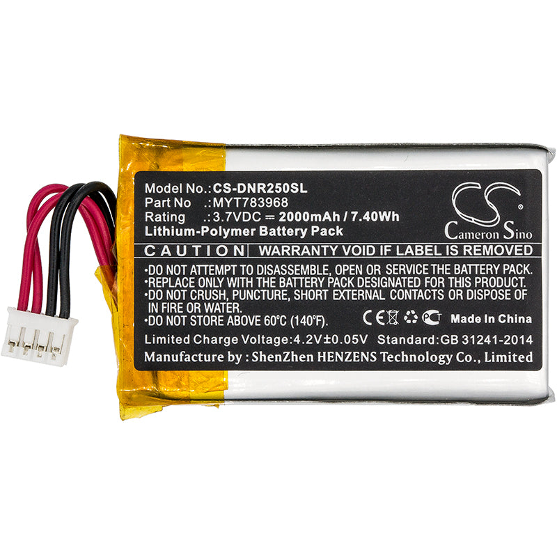 Battery for DeLorme INCRH20 MYT783968 3.7V Li-Polymer 2000mAh / 7.40Wh ...