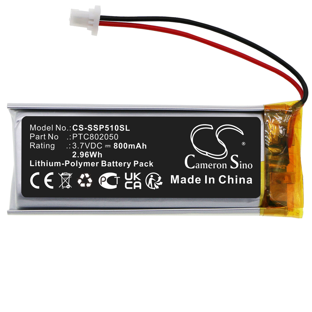 Battery for Sena SRL2 PTC802050 3.7V Li-Polymer 800mAh / 2.96Wh ...